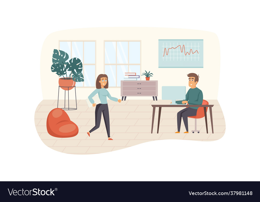 Office manager optimizes work colleague Royalty Free Vector Office manager optimizes work colleague Royalty Free Vector