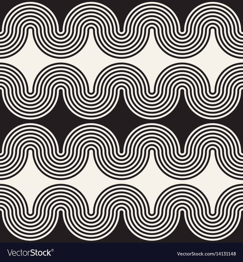 Seamless wavy lines pattern repeating Royalty Free Vector