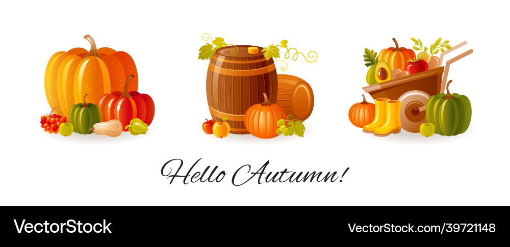 Thanksgiving set autumn fall cartoon Royalty Free Vector