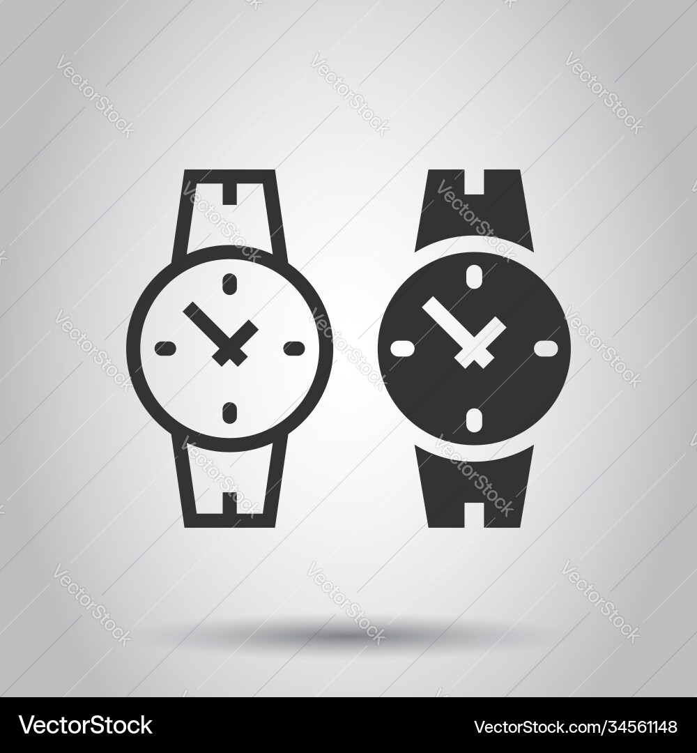 Wrist watch icon in flat style hand clock Vector Image