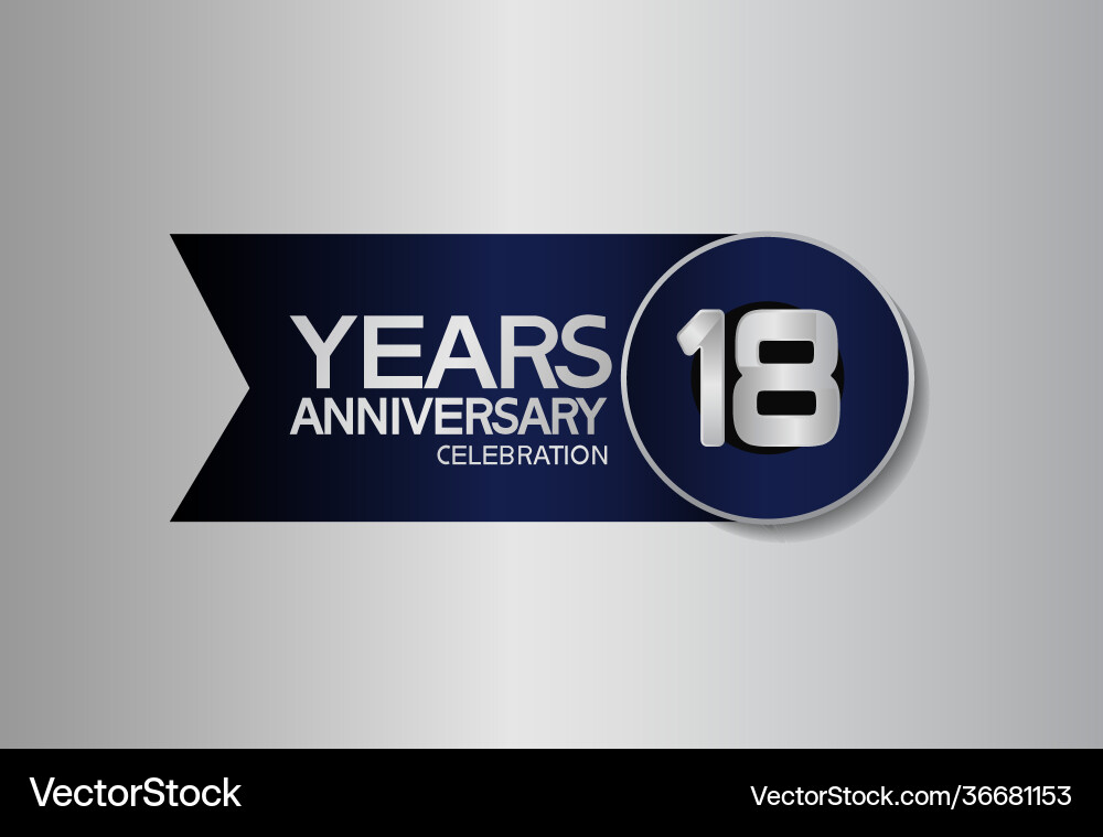 18 years anniversary logo style with circle Vector Image