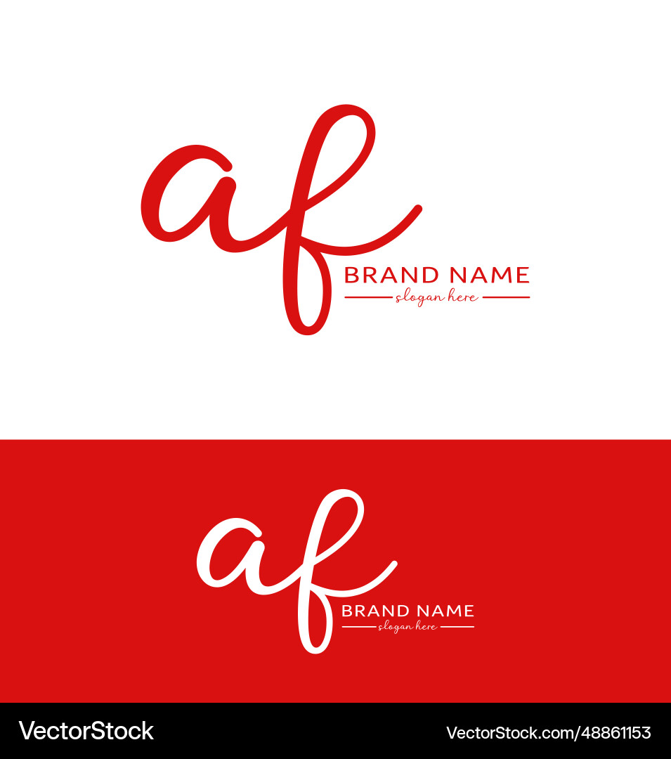 Af letter handwriting signature logo Royalty Free Vector