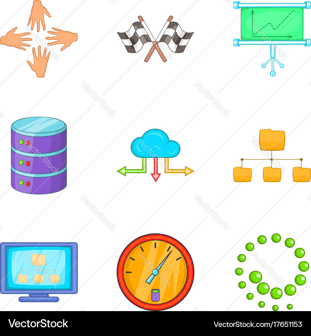 Business technologies icons set cartoon style Vector Image