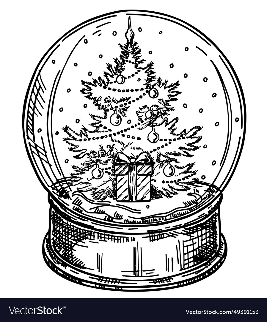 Christmas snow globes with tree glass Royalty Free Vector