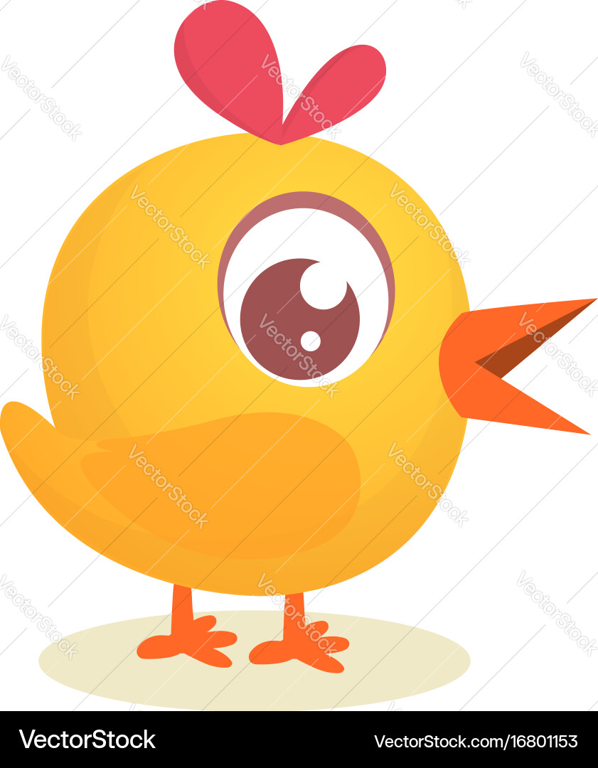Cute cartoon yellow chicken Royalty Free Vector Image