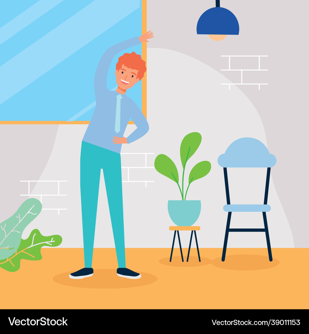 Elegant man practicing active breaks Royalty Free Vector