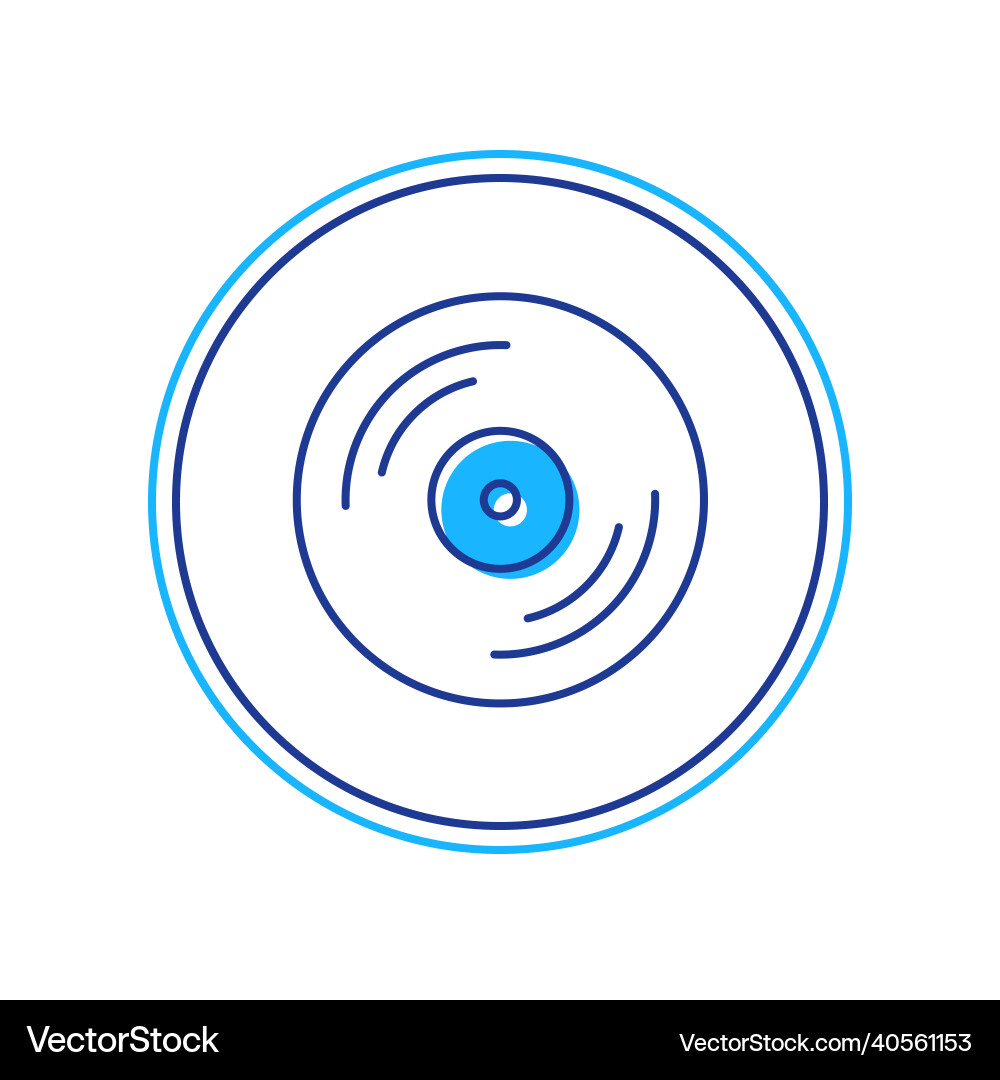 Filled outline vinyl disk icon isolated on white Vector Image