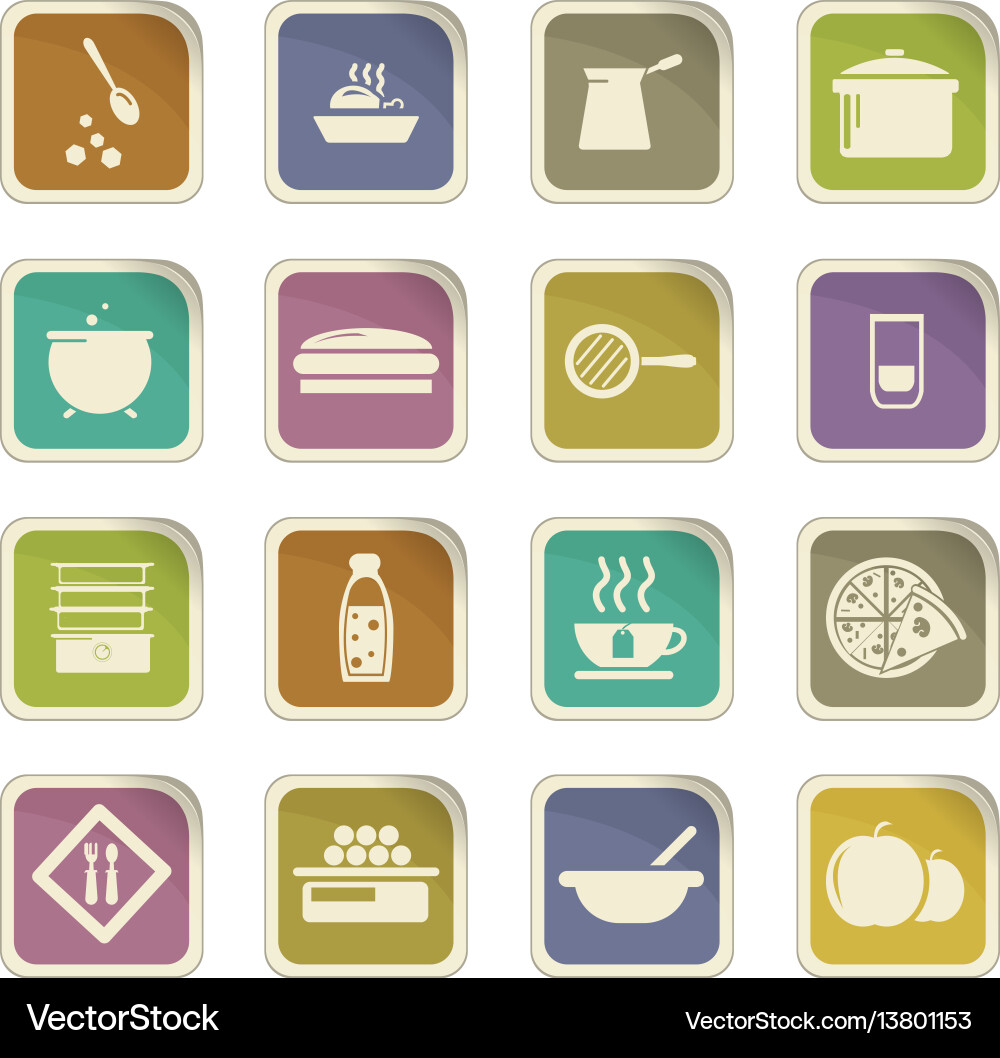 Food and kitchen icons set Royalty Free Vector Image