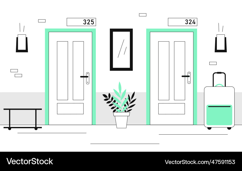 Hotel corridor with rooms line concept Royalty Free Vector