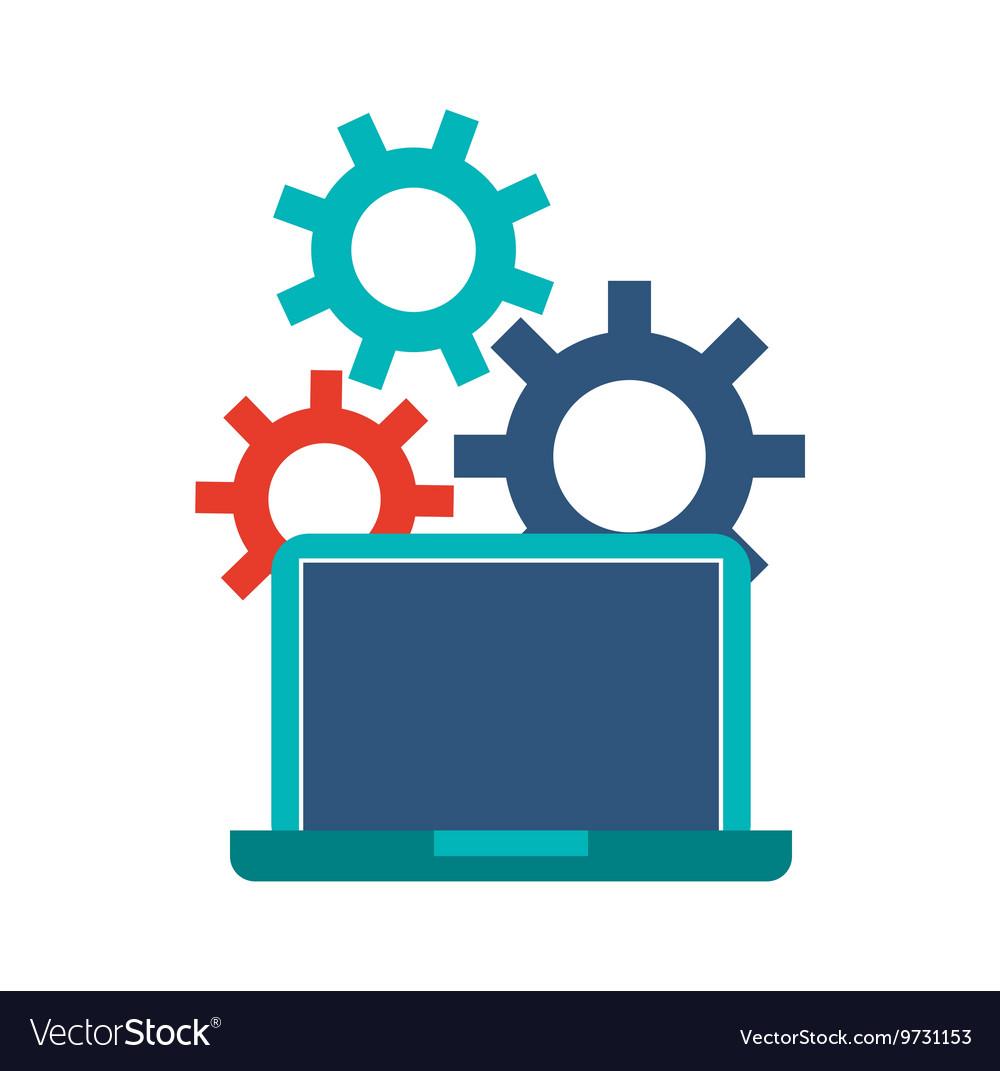 Laptop And Gears Icon Blog Concept Royalty Free Vector Image