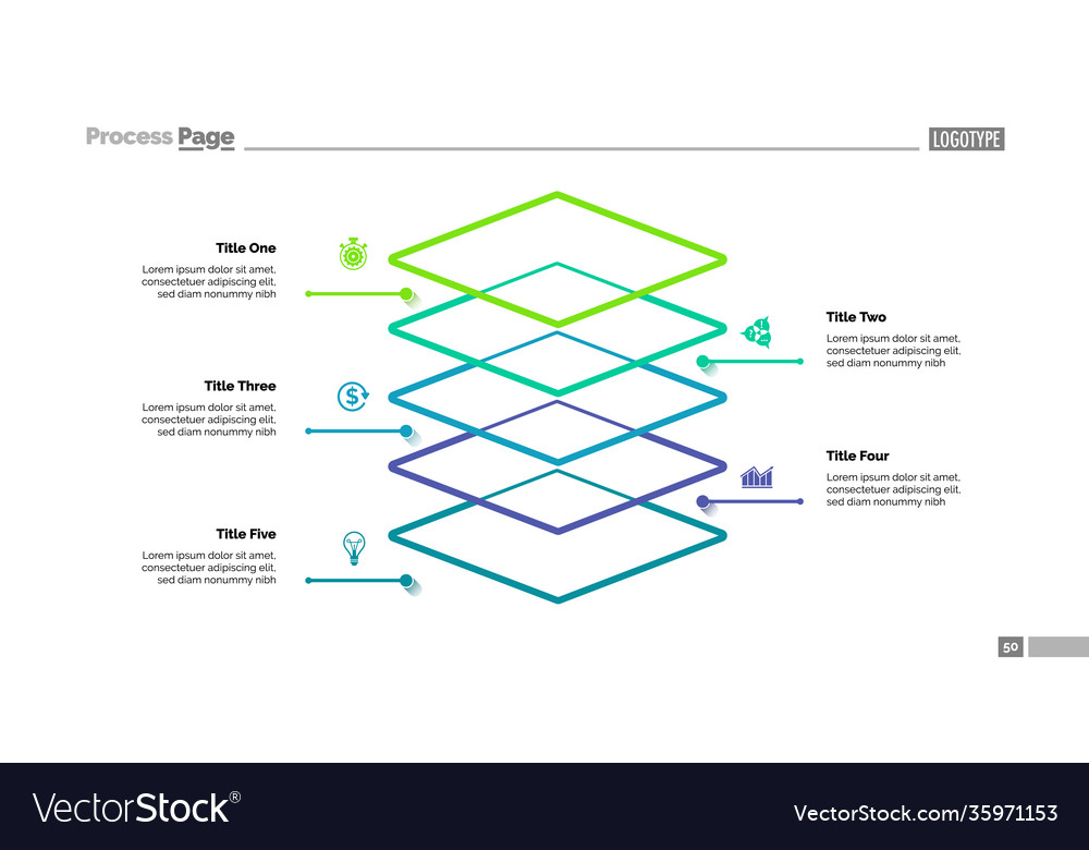 Level diagram with five elements template Vector Image