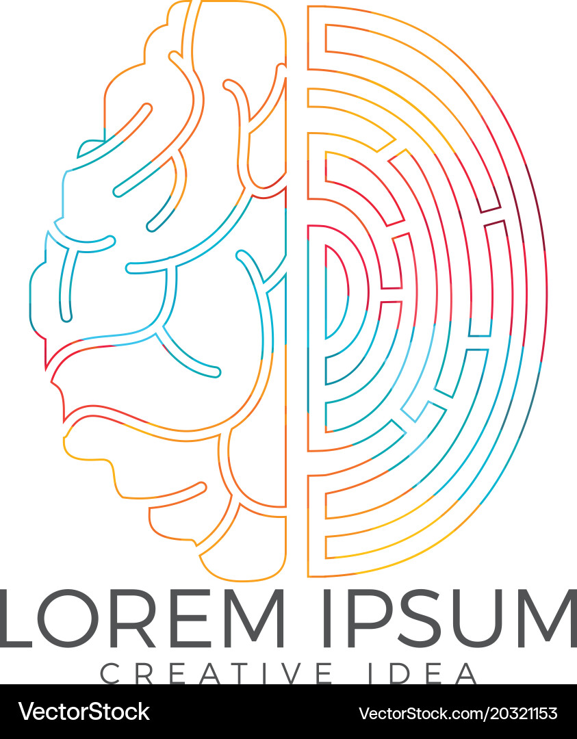 Logo icon with brain and fingerprint Royalty Free Vector