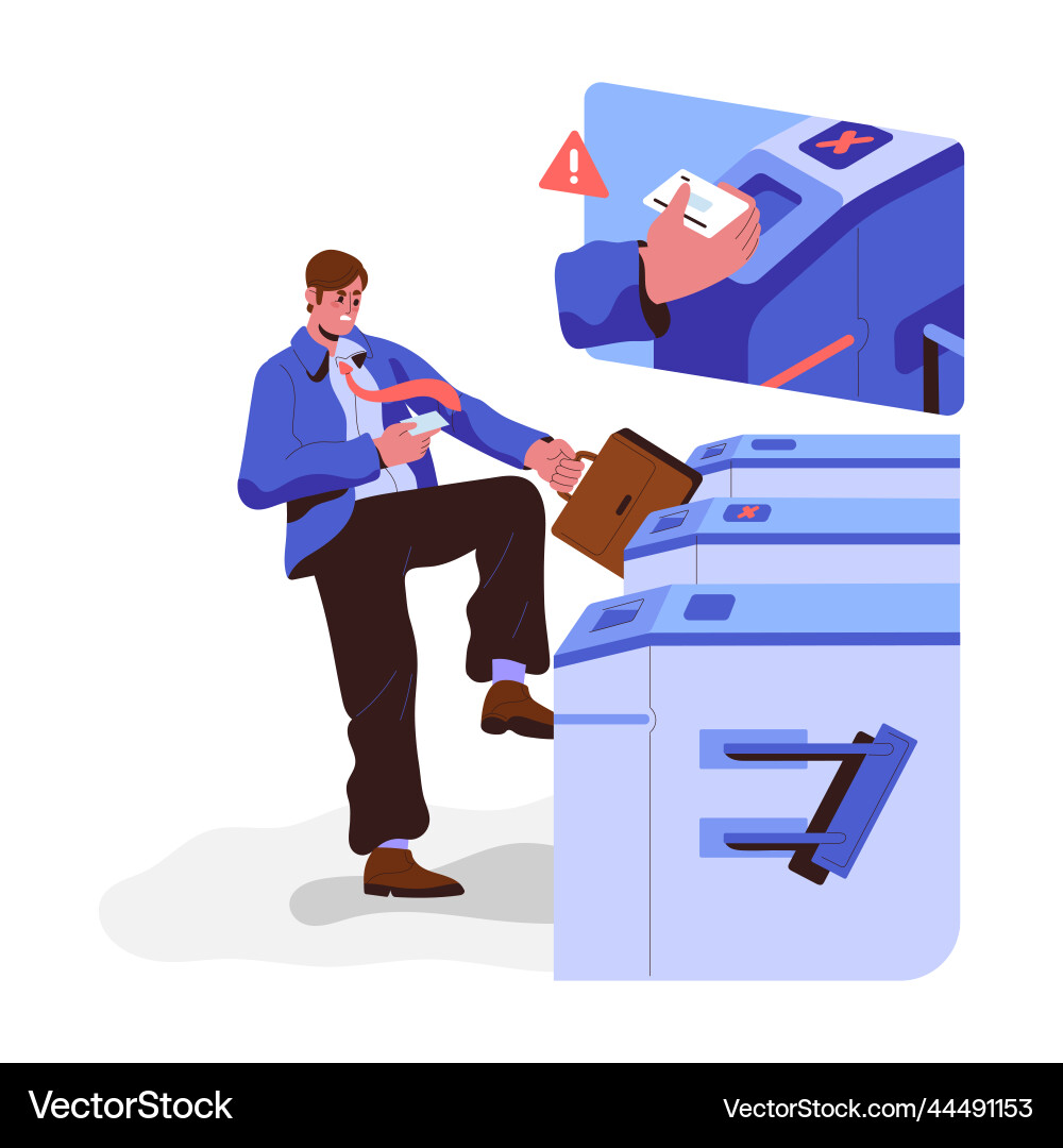 Passenger passing turnstile entrance access Vector Image