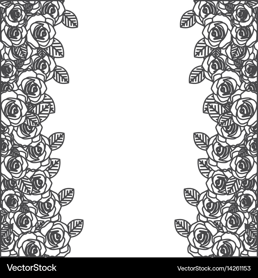 Silhouette sketch decorative side edges roses Vector Image