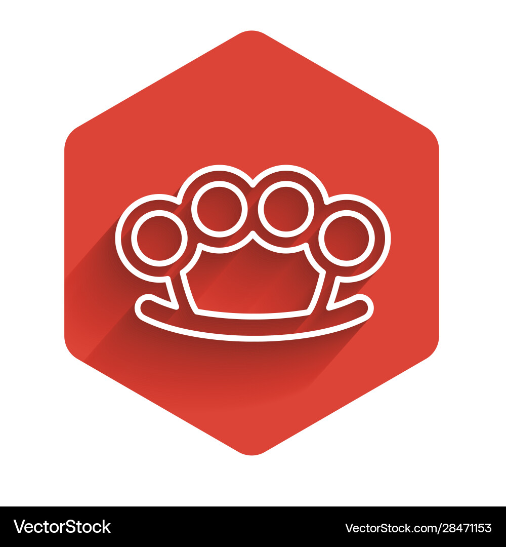 White line brass knuckles icon isolated with long Vector Image