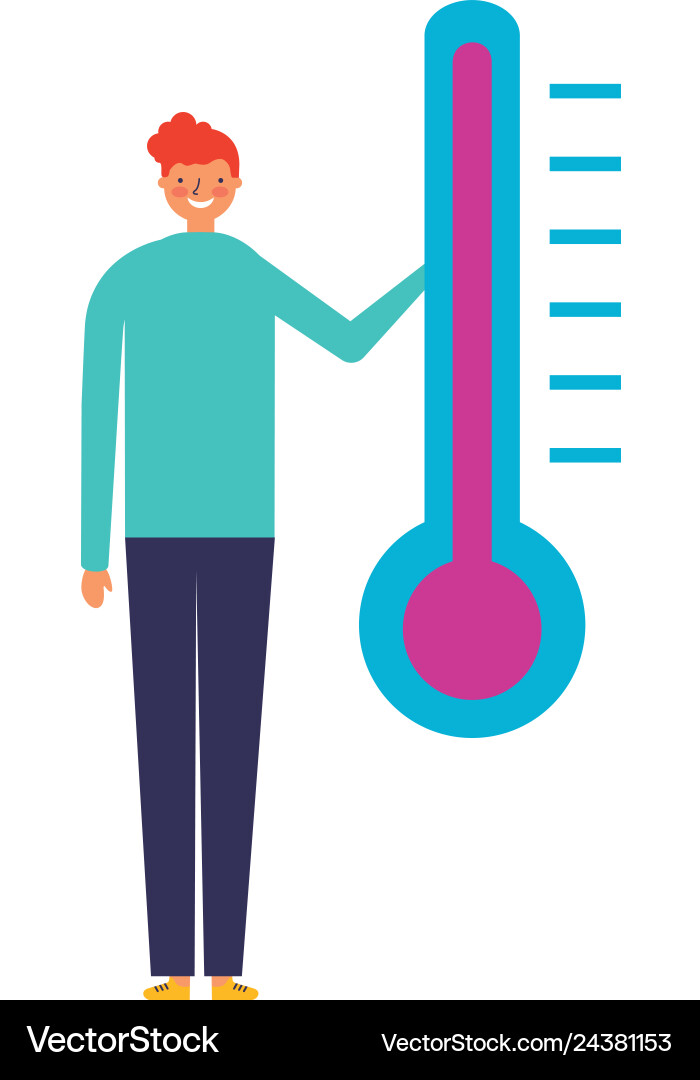 Woman character with temperature Royalty Free Vector Image