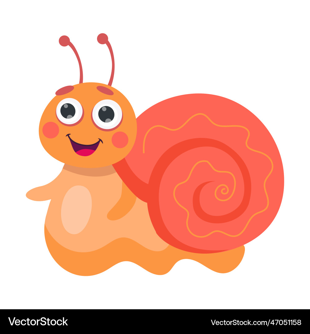 Cheerful snail with a shell cute cartoon insect Vector Image