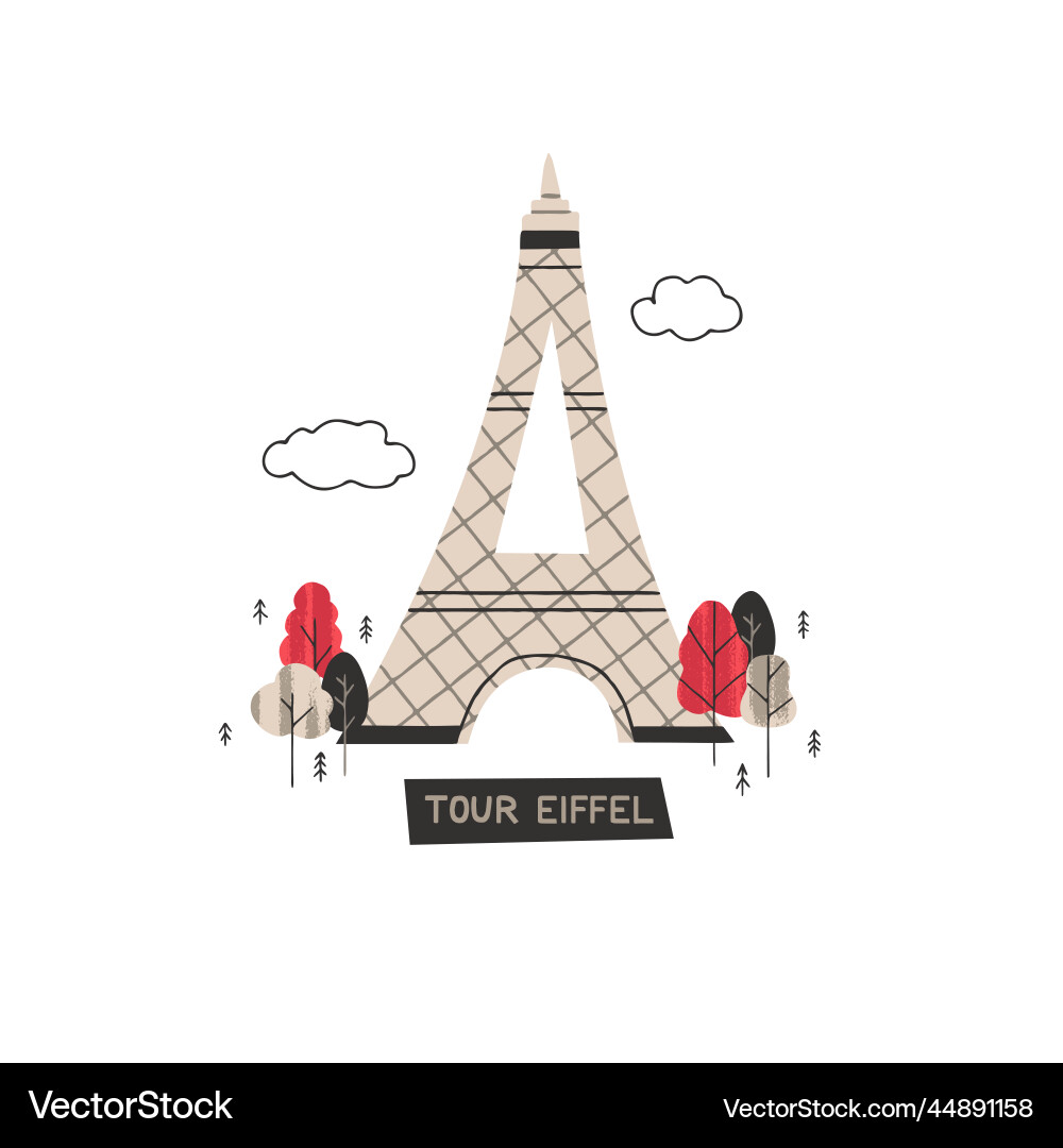Eiffel tower french architecture concept Vector Image