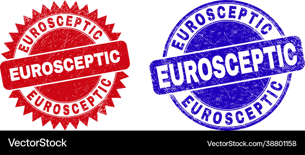 Eurosceptic rounded and rosette seals Royalty Free Vector