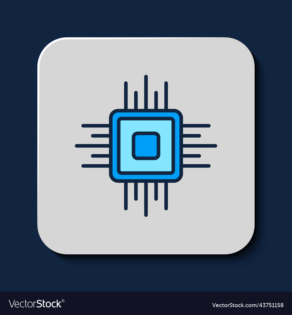 Filled outline computer processor Royalty Free Vector Image