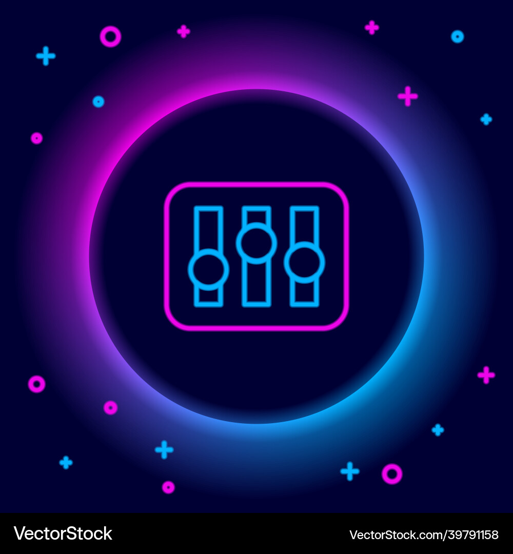 Glowing neon line sound mixer controller icon Vector Image