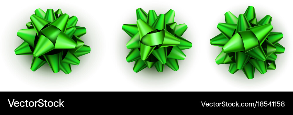 Green realistic bow isolated on white Royalty Free Vector