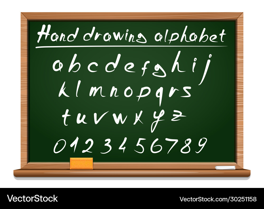 Green school board hand drawing alphabet Vector Image