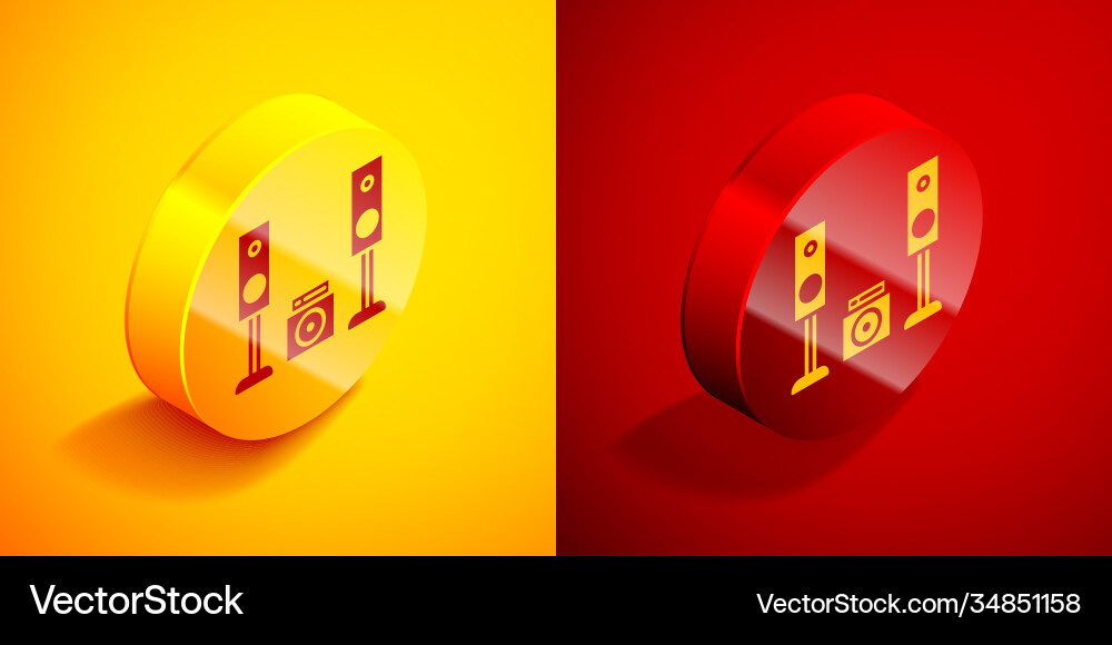 Isometric home stereo with two speaker s icon Vector Image