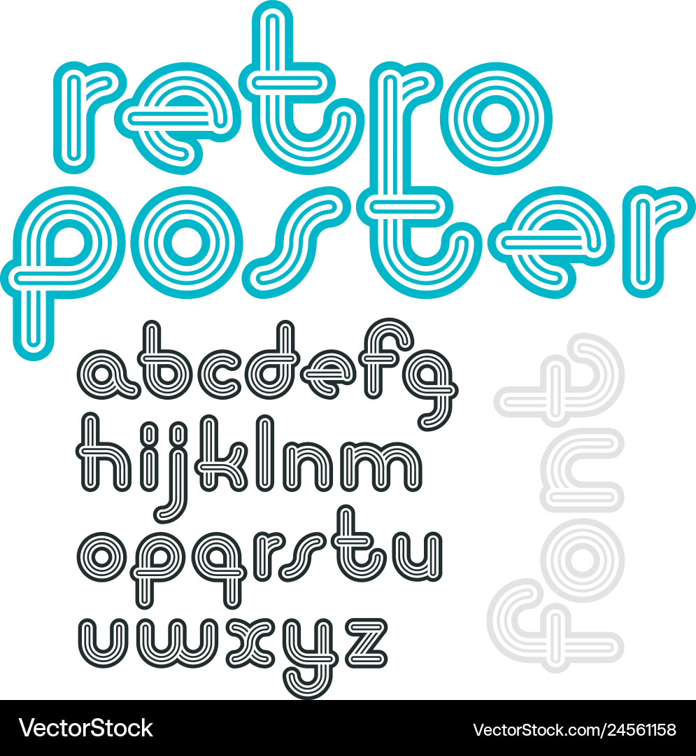 Lowercase funky disco alphabet letters set trendy Vector Image