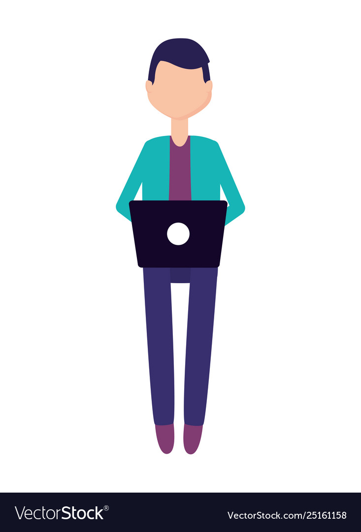 Man using laptop Royalty Free Vector Image - VectorStock