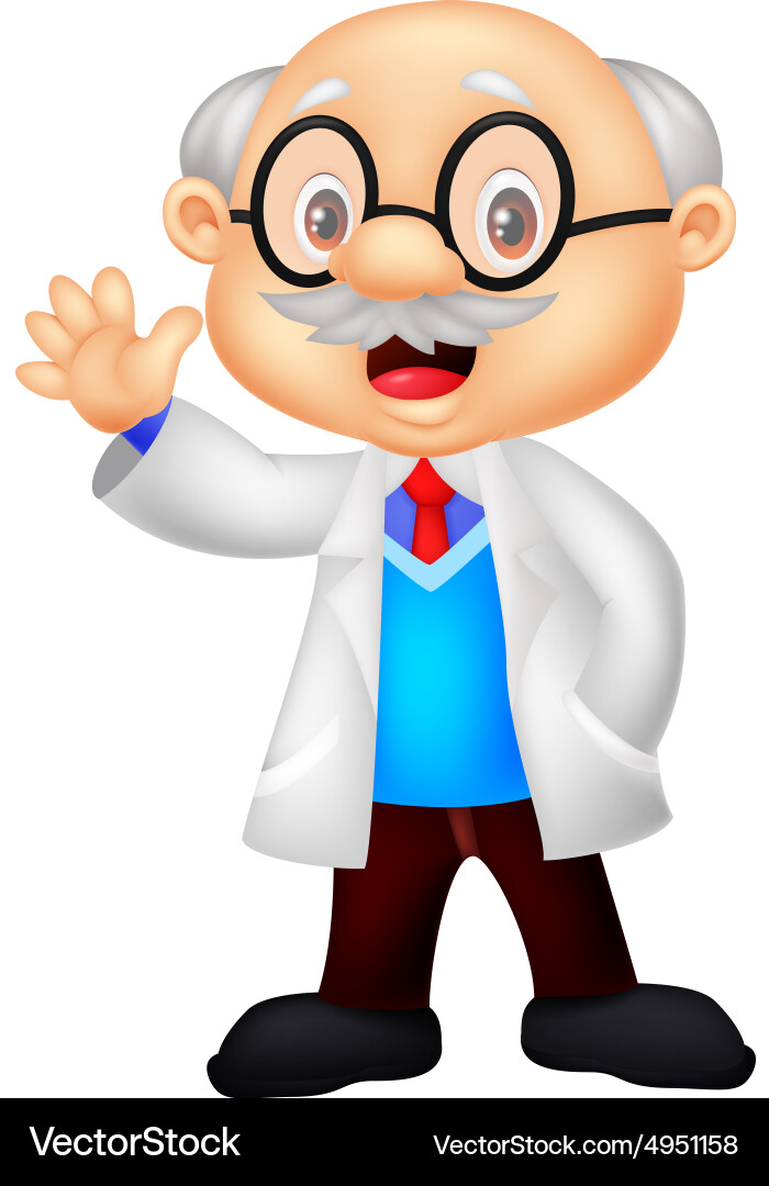 Professor cartoon waving hand Royalty Free Vector Image
