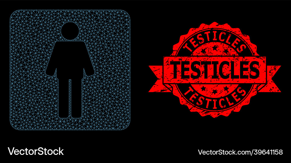 Rubber testicles stamp seal and web network man Vector Image