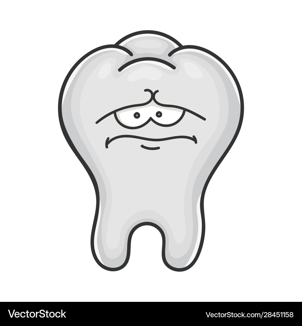 Sad funny tooth cartoon character Royalty Free Vector Image
