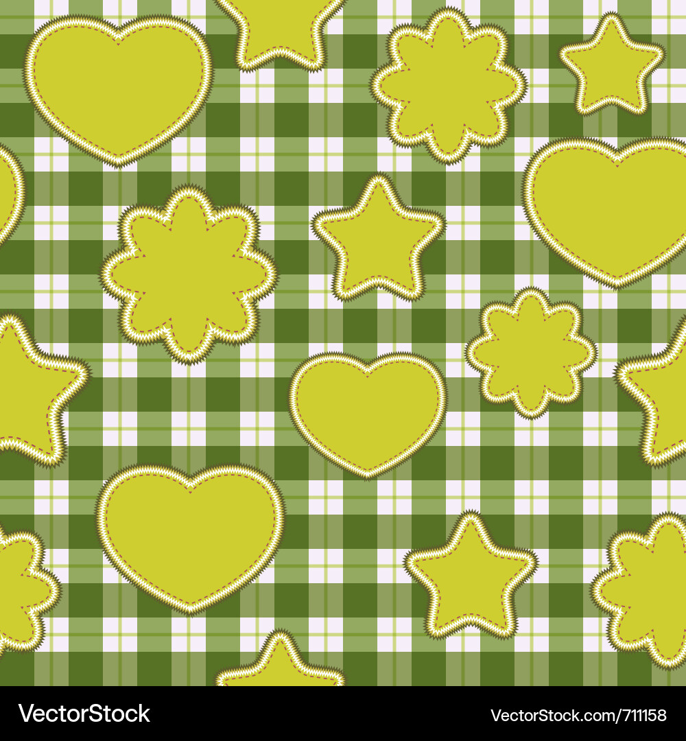 Seamless pattern with green applications on checke