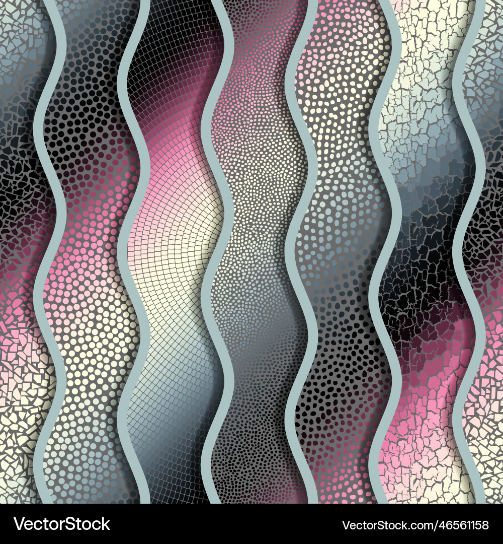 Wavy mosaic art collage abstract background Vector Image