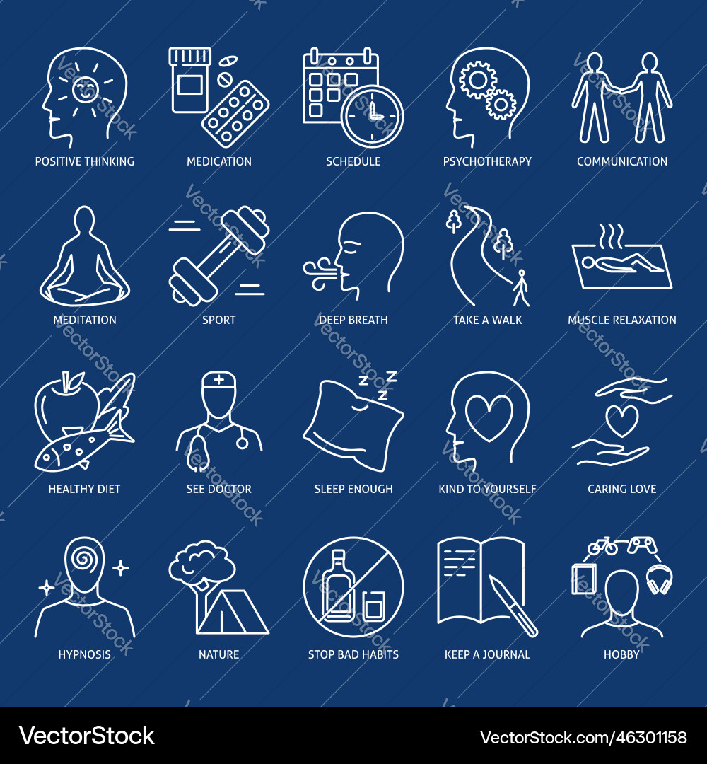 Wellness and self care icon set Royalty Free Vector Image
