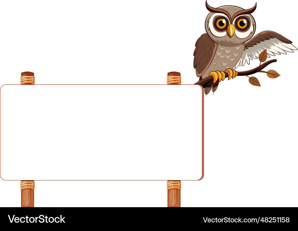 Whimsical owl cartoon standing in front Royalty Free Vector