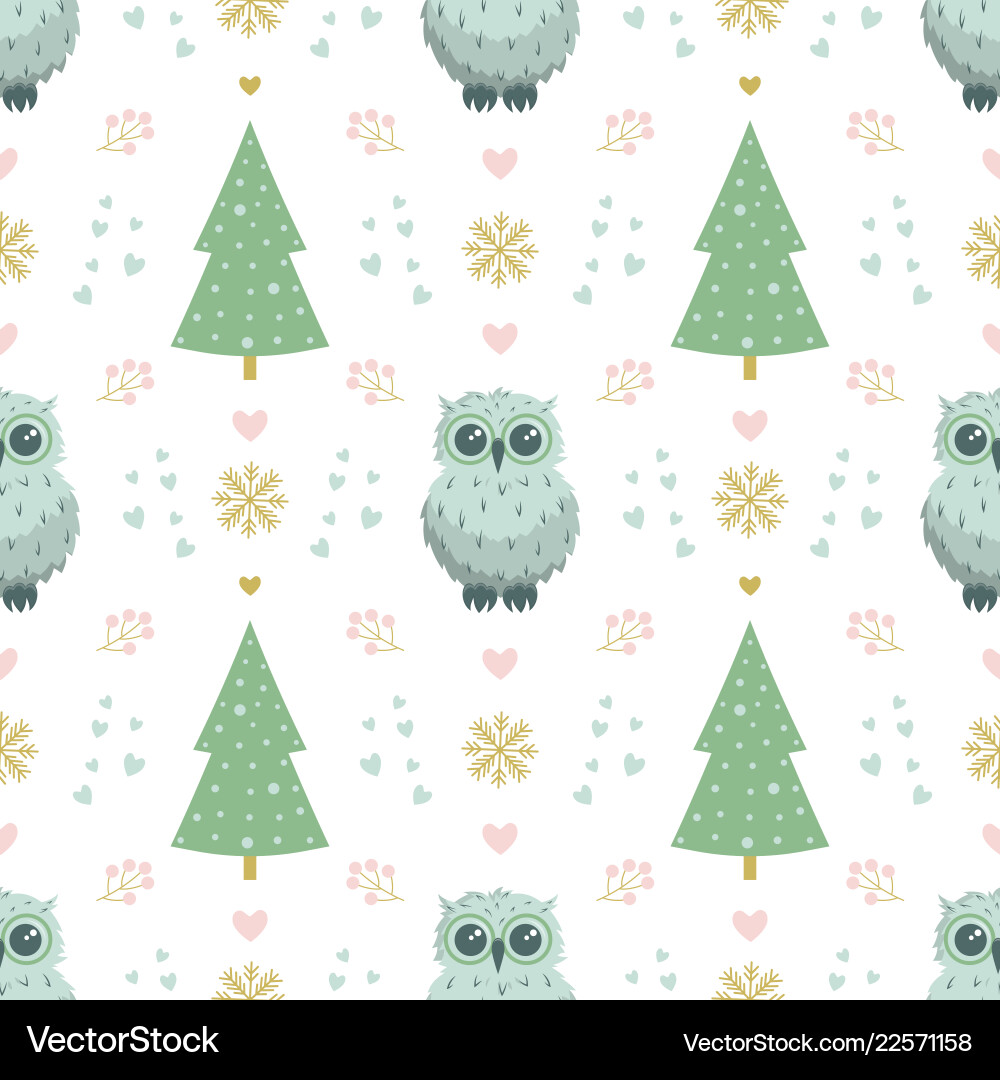 Winter pattern with owl Royalty Free Vector Image