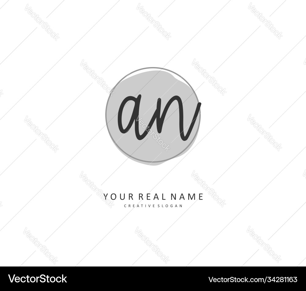 A n an initial letter handwriting and signature Vector Image
