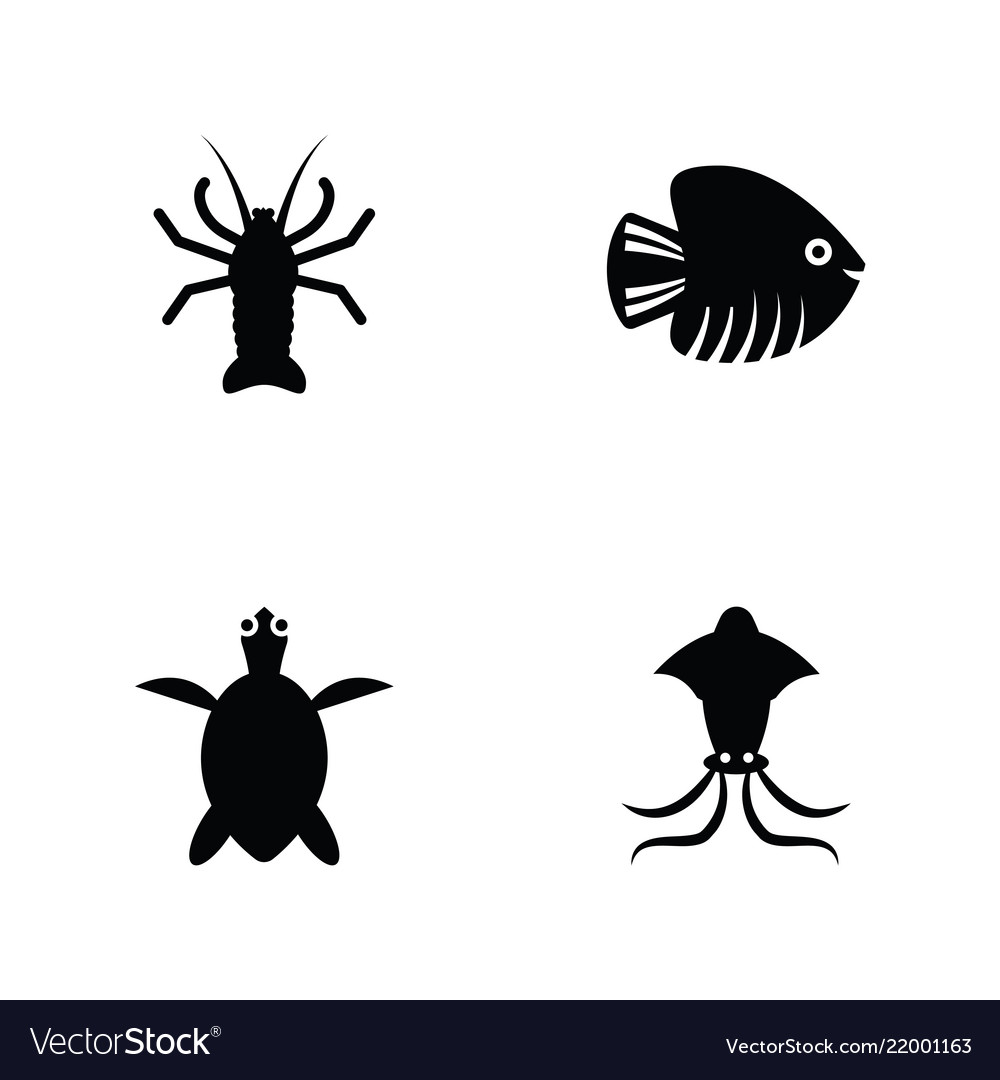 Aquatic animals glyph Royalty Free Vector Image Aquatic animals glyph Royalty Free Vector Image