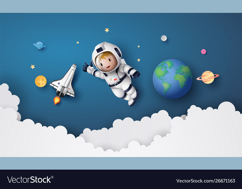 Astronaut floating in stratosphere Royalty Free Vector Image Astronaut floating in stratosphere Royalty Free Vector Image