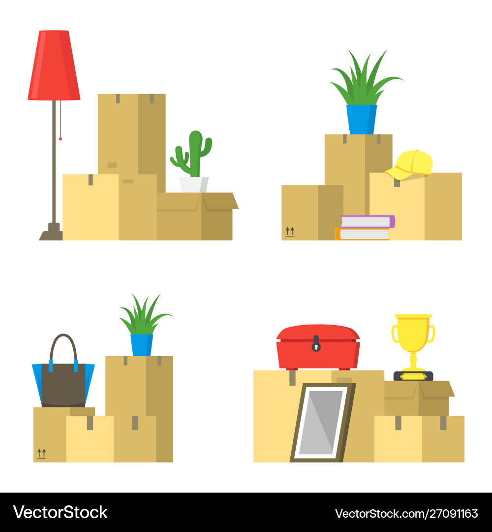 Cartoon color pile boxes group moving concept Vector Image