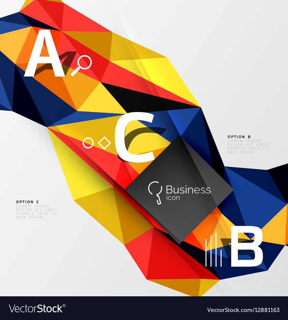 Colorful Triangle Mosaic 3d Geometric Object Vector Image