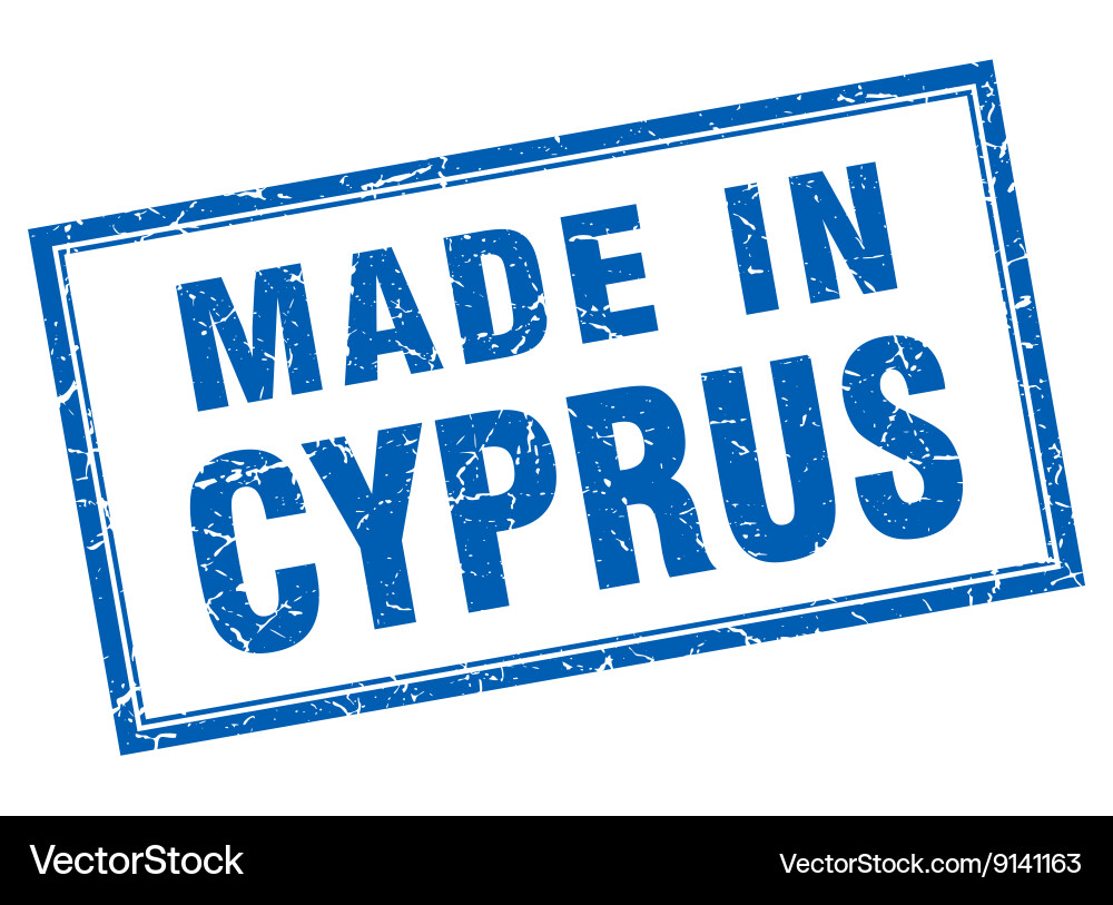 Cyprus blue square grunge made in stamp Royalty Free Vector