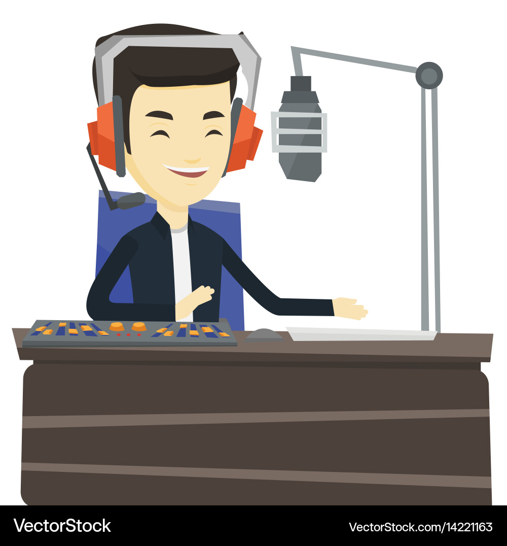 Dj working on the radio Royalty Free Vector Image