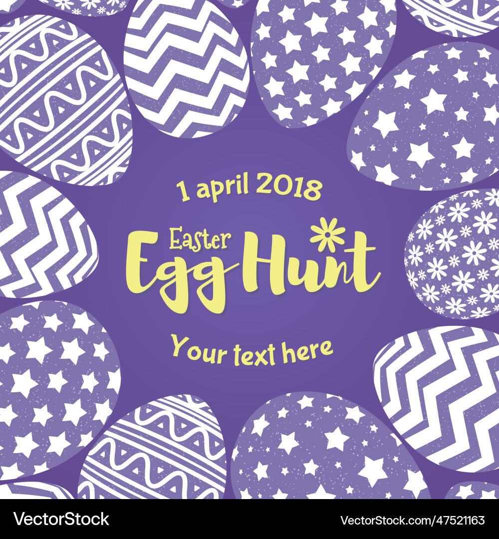 Easter egg hunt banner with purple eggs different Vector Image