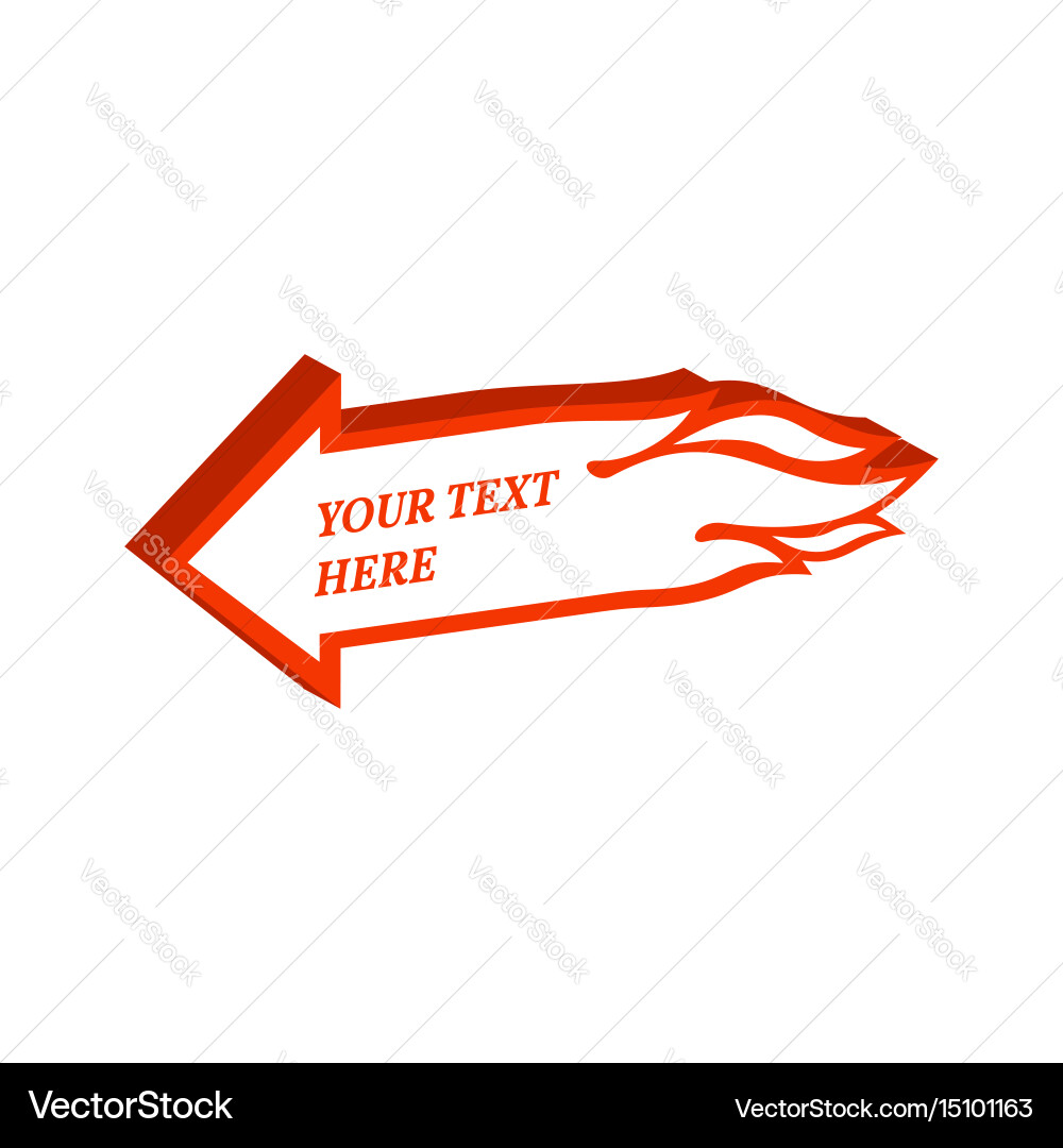 Flaming arrow symbol flat isometric icon or logo Vector Image