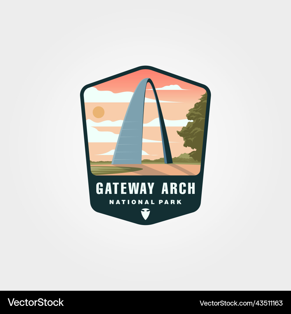 Gateway arch patch logo symbol design us national Vector Image