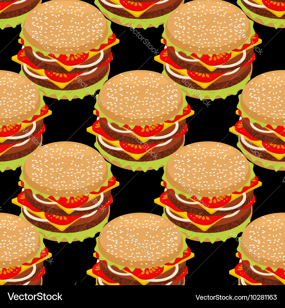 Hamburger seamless pattern sandwich of patties Vector Image