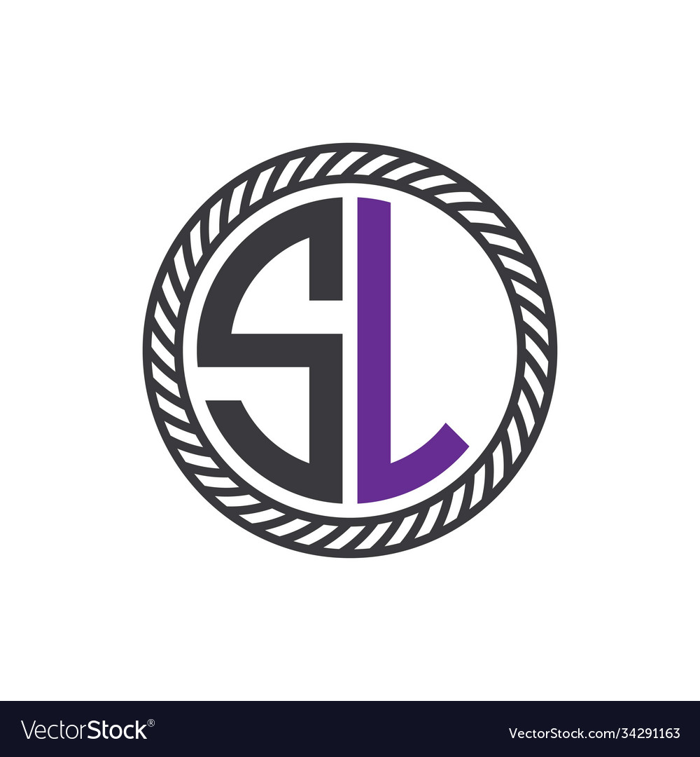 Initial letter sl circle shape monogram simple Vector Image